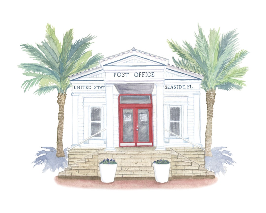 Seaside Florida Post Office | Watercolor Art Print | 30A - Etsy