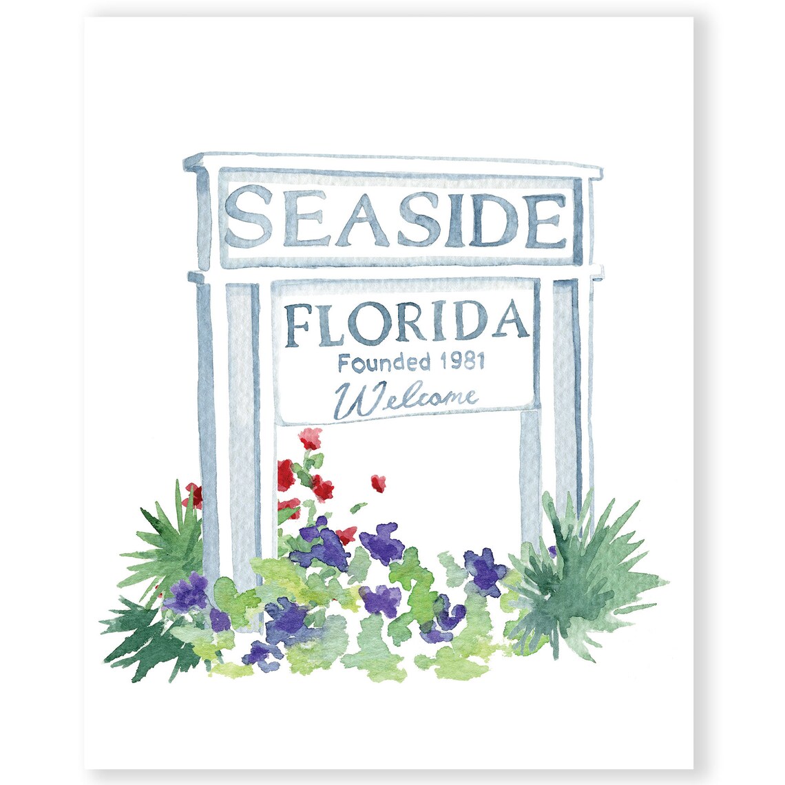 Seaside Florida Sign Watercolor Art Print: Scenic 30A Decor - Etsy