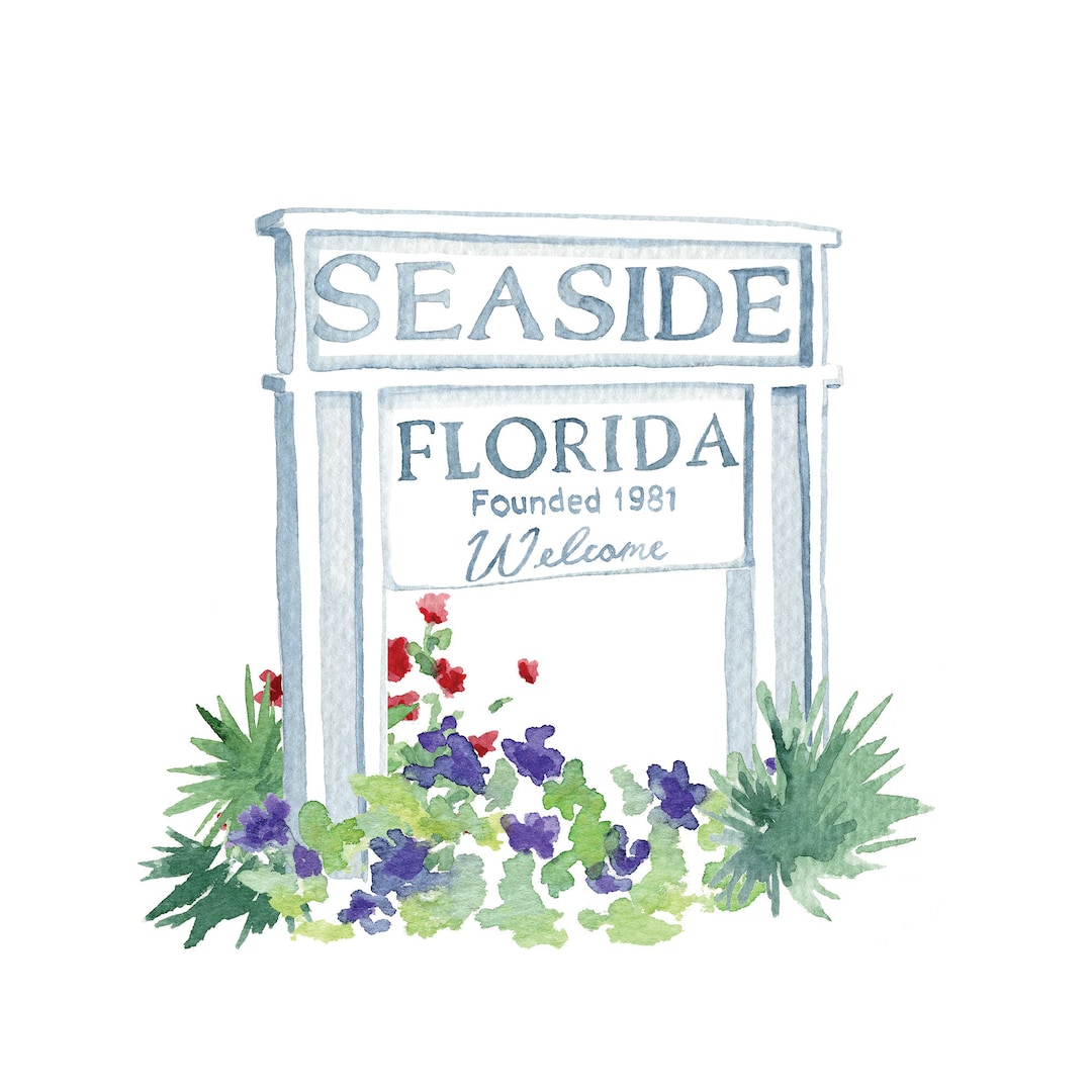 Seaside Florida Sign | Watercolor Art Print Beach Art | South Walton ...