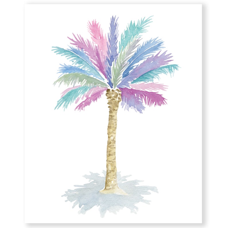 Colorful Palm Tree Watercolor Art Print: Whimsical Beach Decor - Etsy
