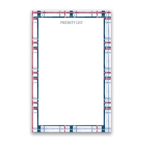 Large Blue Watercolor Plaid Notepad | Etsy