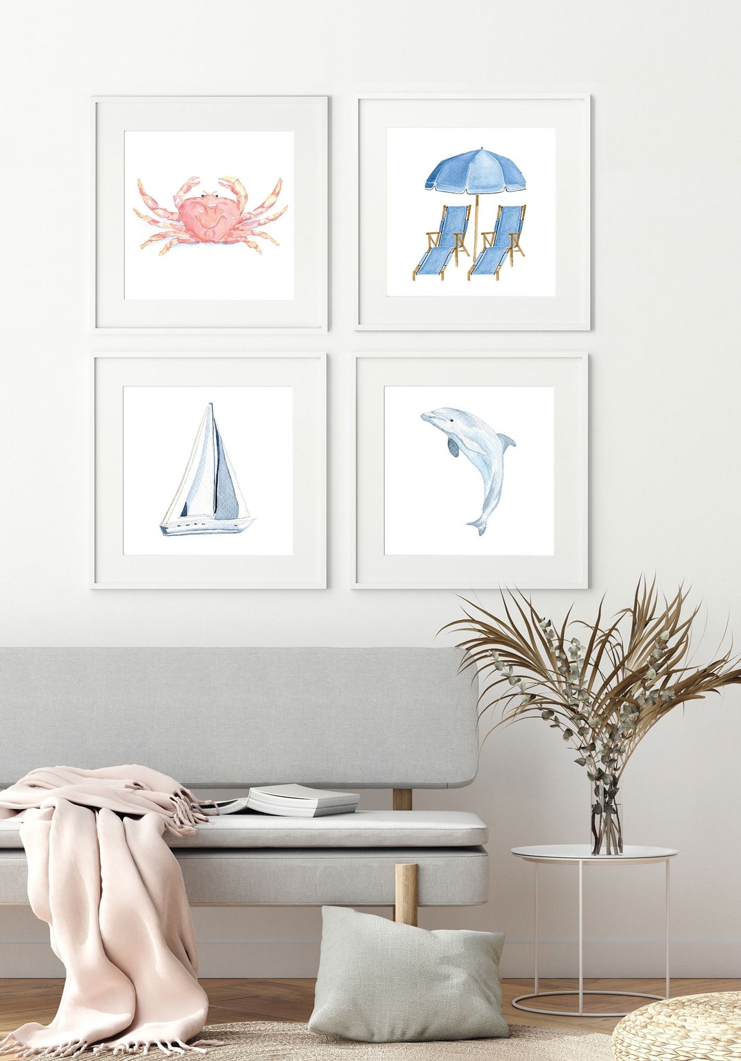 Nautical Beach Watercolor Art Print Set of 4 - Etsy
