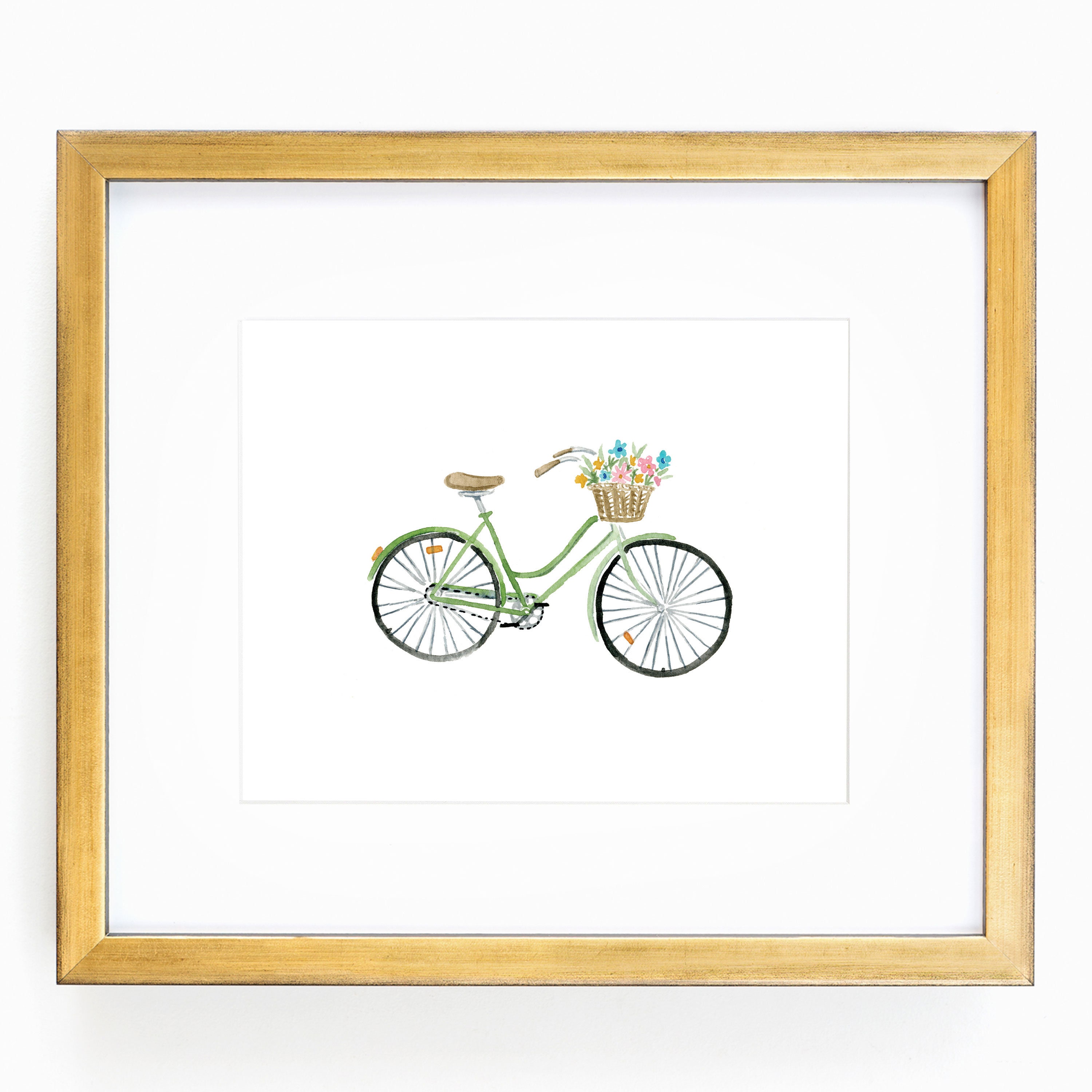 Green Beach Cruiser Bike Watercolor Art Print Rosemary - Etsy