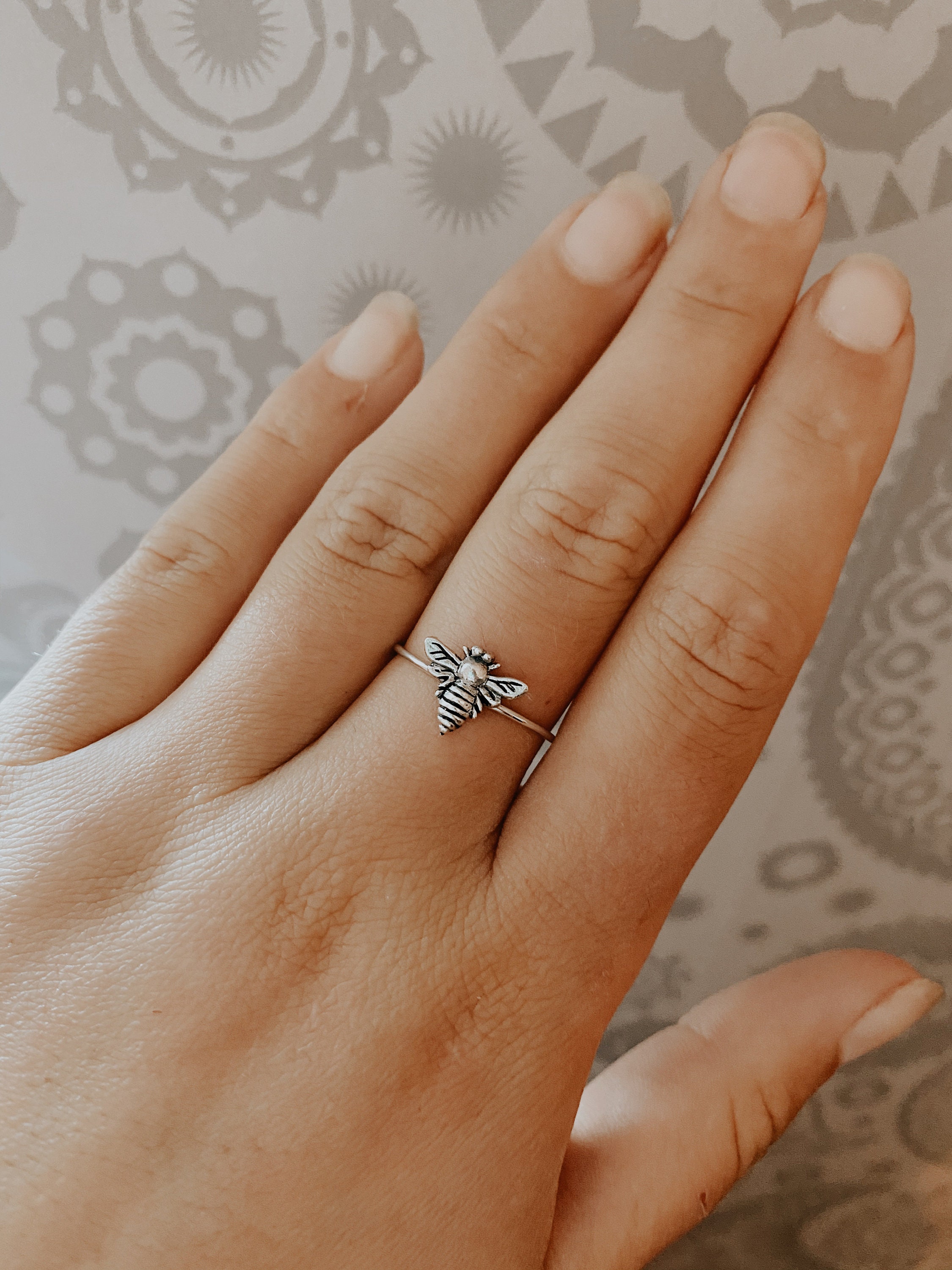 Sterling Silver Bee Ring Dainty Bee Ring Silver Stacking | Etsy