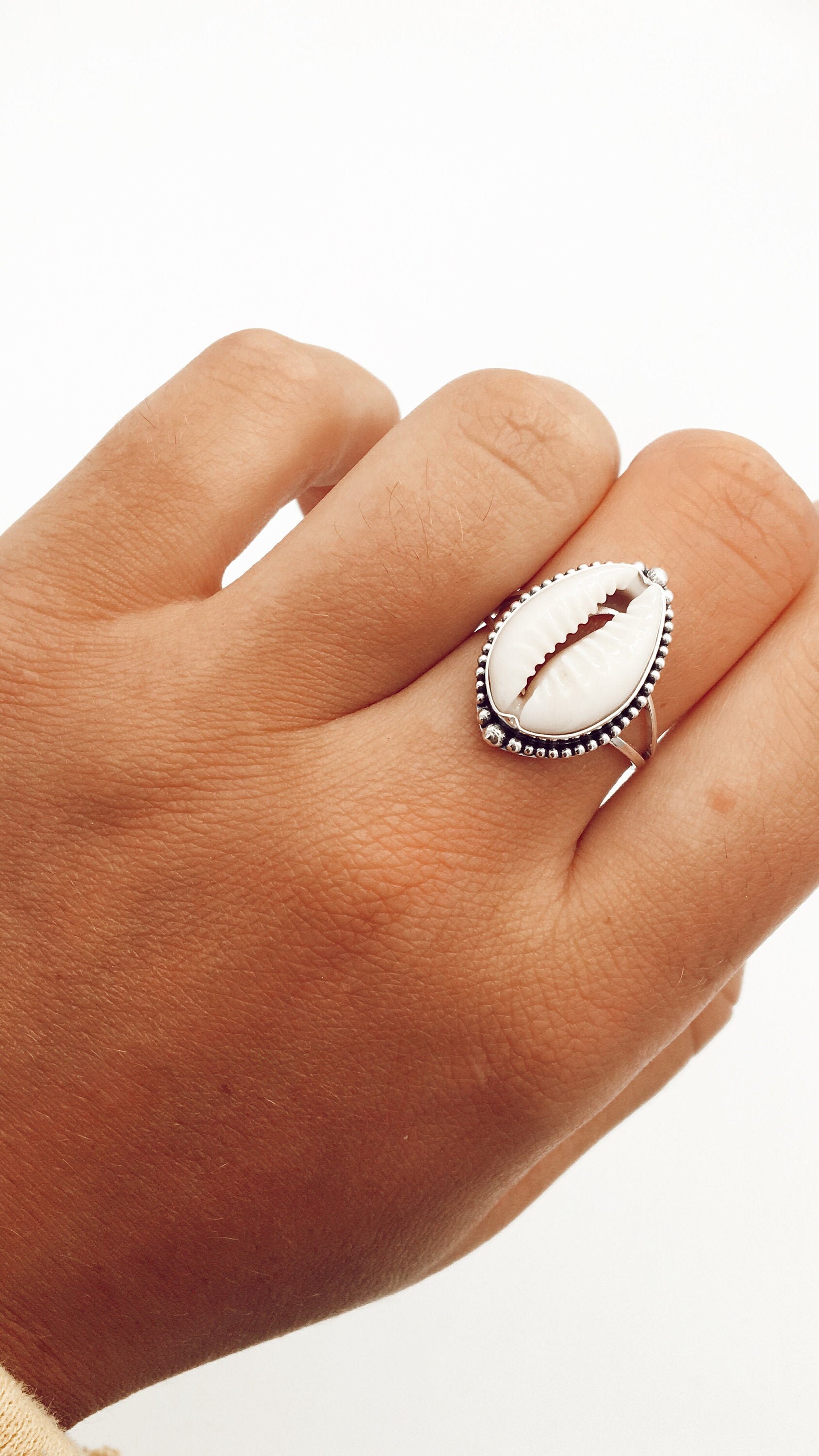 Sterling Silver Shell Ring Dotted Cowrie Shell Jewellery - Etsy Canada