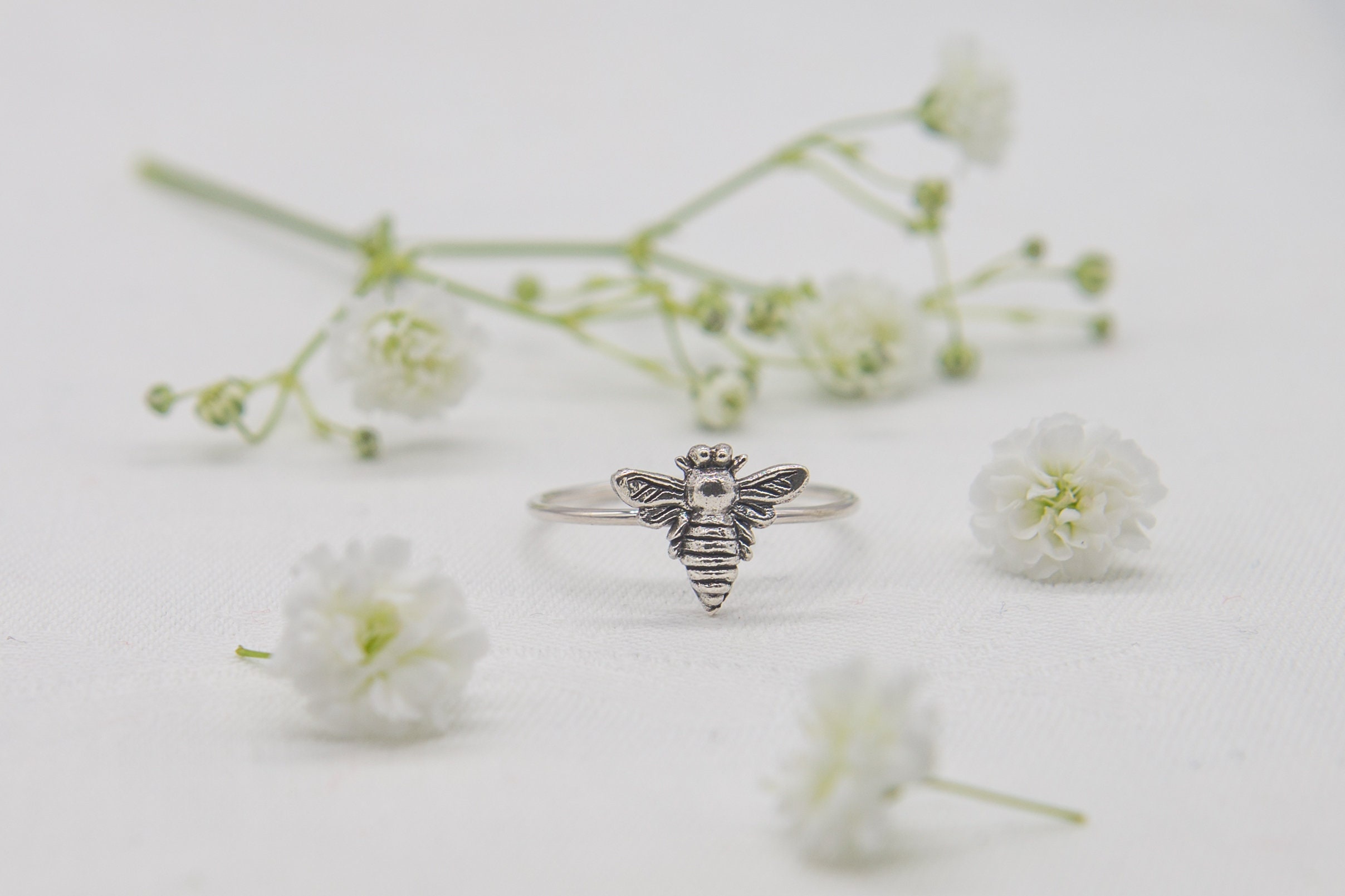 Sterling Silver Bee Ring Dainty Bee Ring Silver Stacking | Etsy