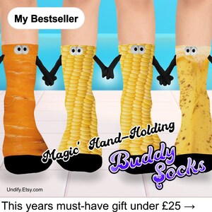 MAGIC hand-holding BUDDY SOCKS Corn on the Cob Magnet Hands Link Friend Couples Christmas ...