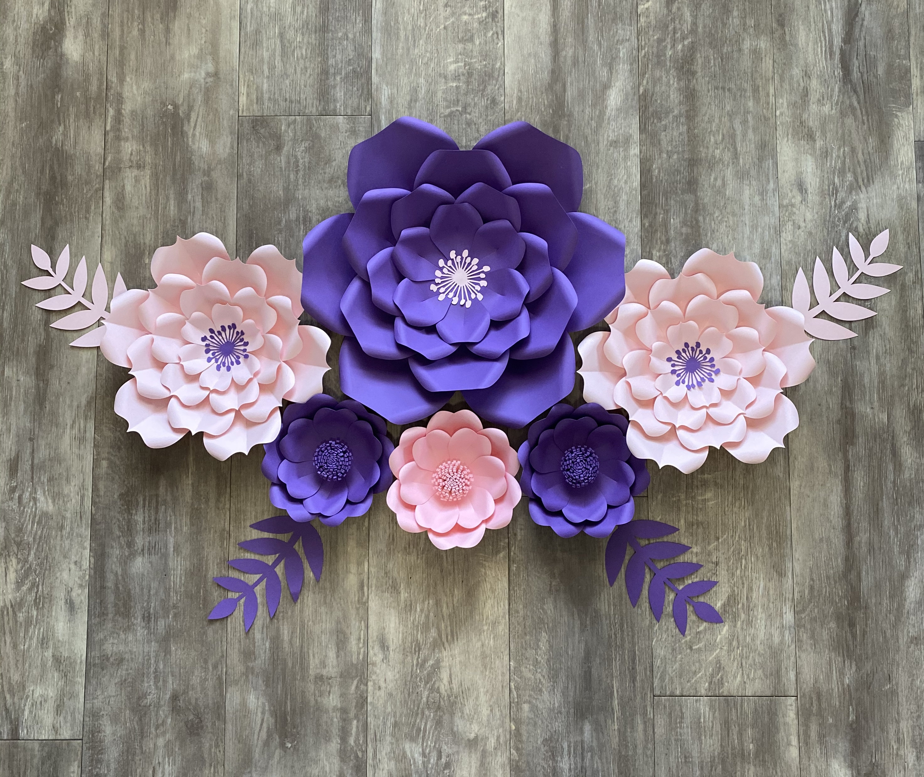 Pink and Purple Paper Flowers, Paper Flowers Nursery, Nursery Wall ...
