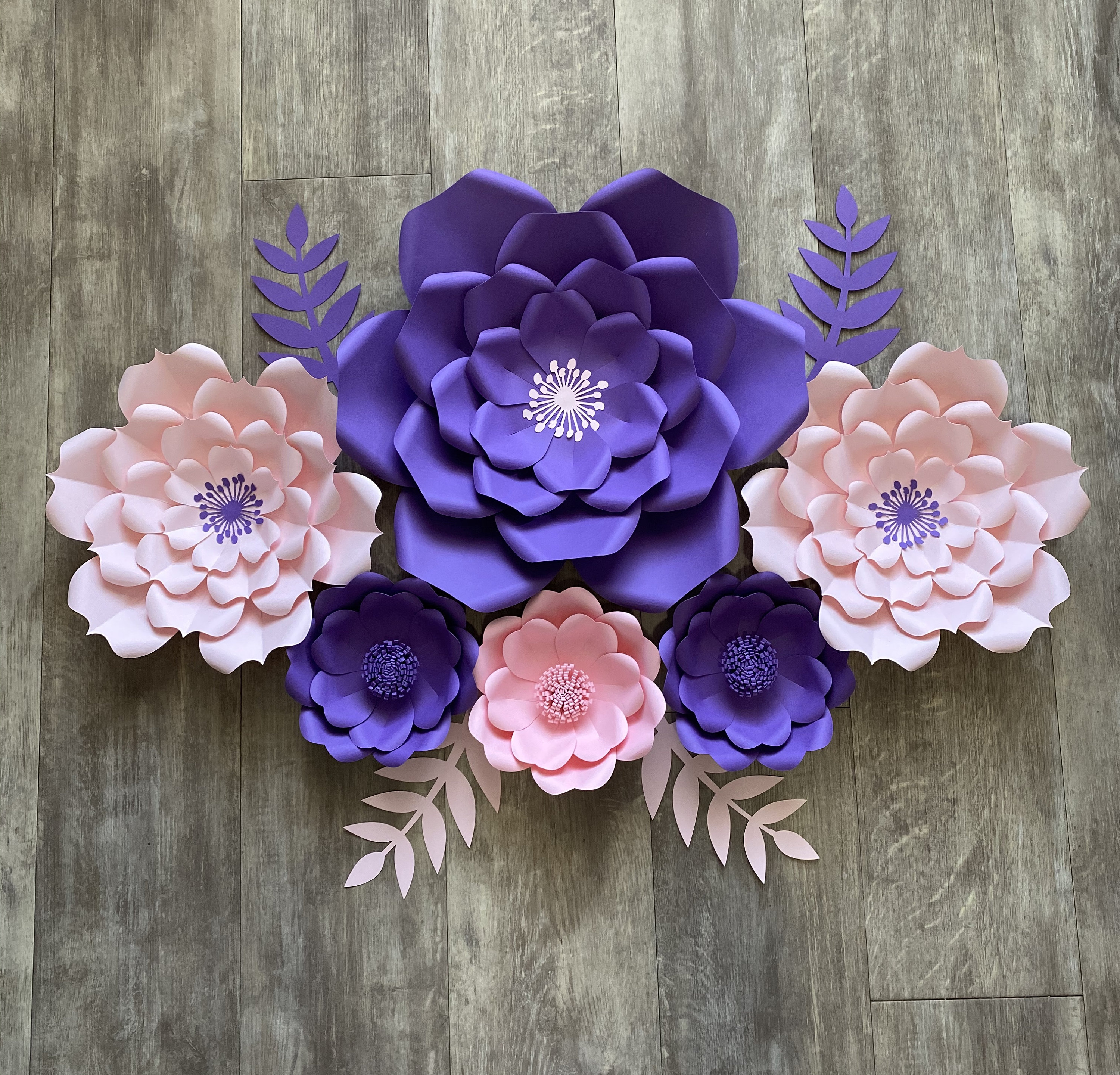 Pink and Purple Paper Flowers, Paper Flowers Nursery, Nursery Wall ...