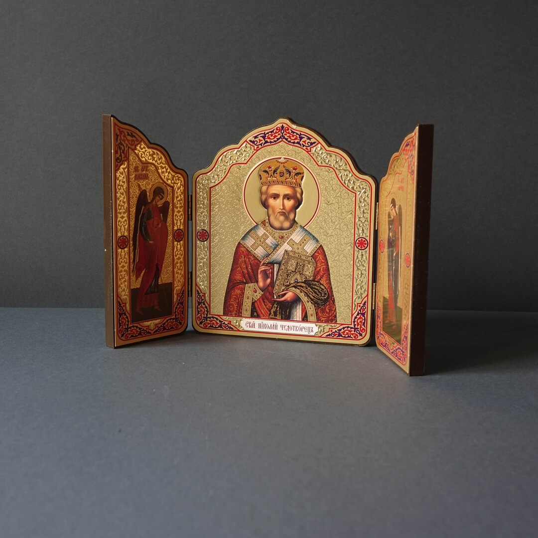 Triptych Table Aedicule With Icon of Jesus in Orthodox Style on Wood - Etsy
