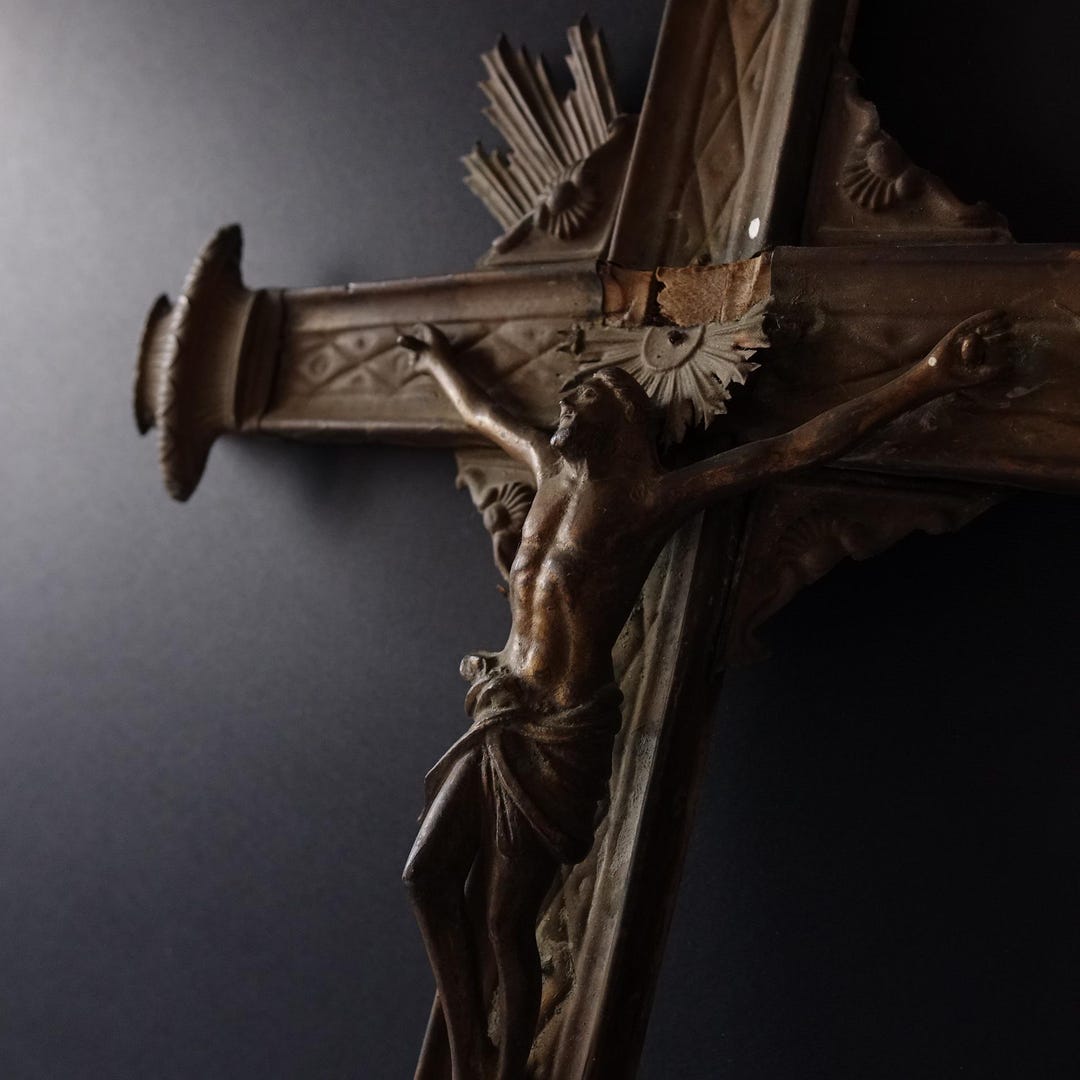 Gilded Bronze Crucifix – 19th Century 1800 (large) in Wood, With Silver ...