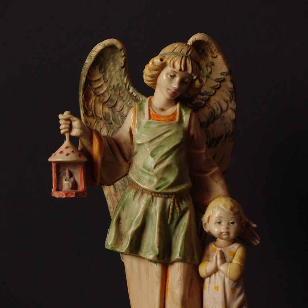 Guardian Angel Statue With Child and Lantern. Exclusive Fontanini ...