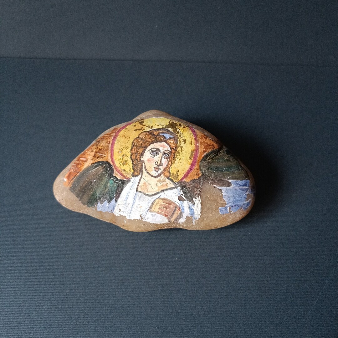Painting on Stone of Saint Michael the Archangel Icon of the - Etsy UK