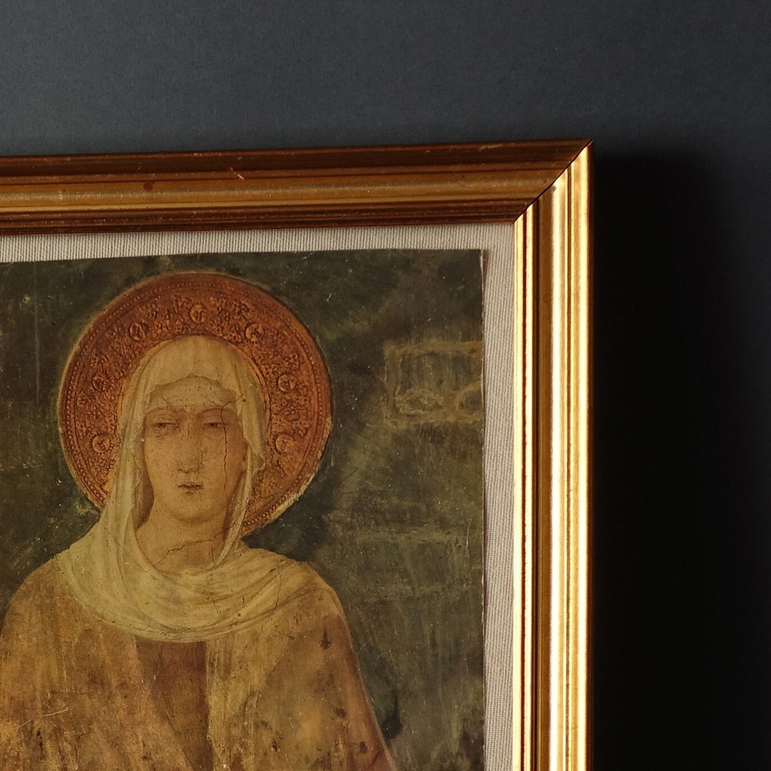 Sacred Icon in a Golden Frame of Saint Clare of Assisi, With Gold Leaf ...