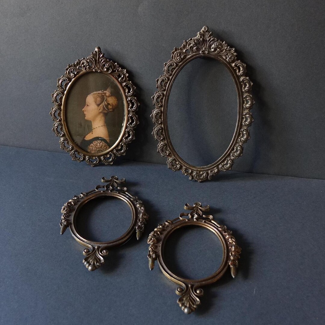 Set of Five Oval Frames in Art Nouveau Style in Bronze, Brass, Vintage ...