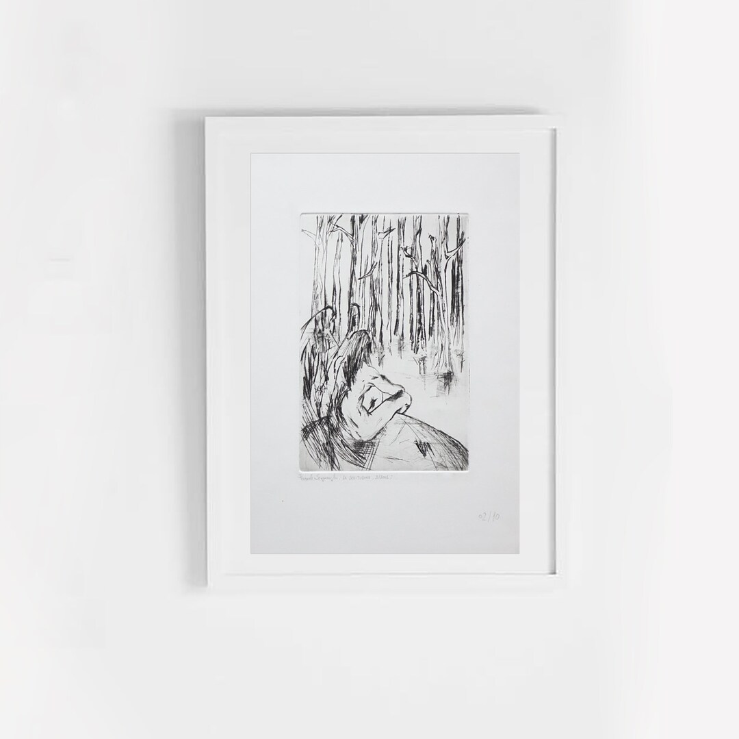 Hand Intaglio Engraving, the Solitude of the Angel Drypoint on Copper ...