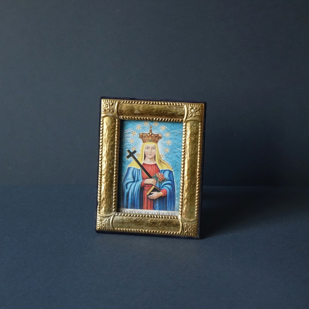 Vintage Copper Frame With Antique Print of Madonna Dell'altomare Icon ...