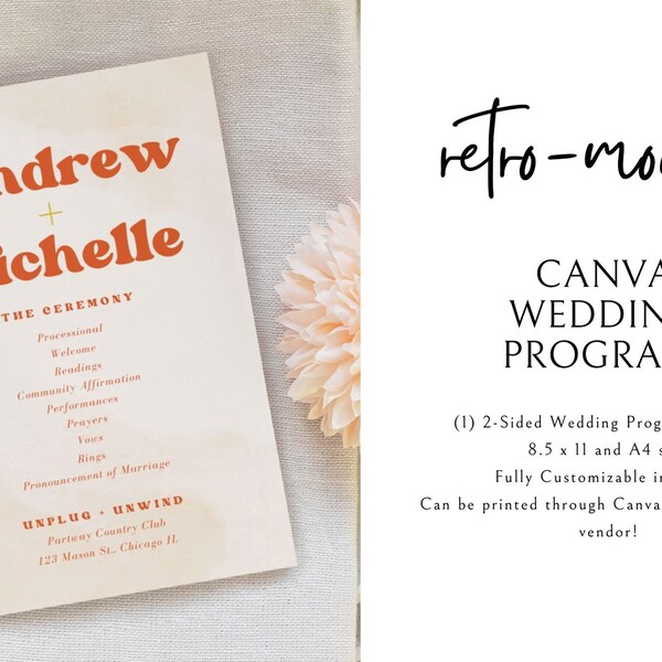 Playbill Wedding Program Template - Etsy