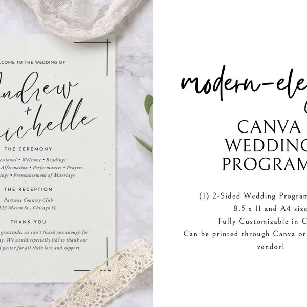 Playbill Wedding Program Template - Etsy
