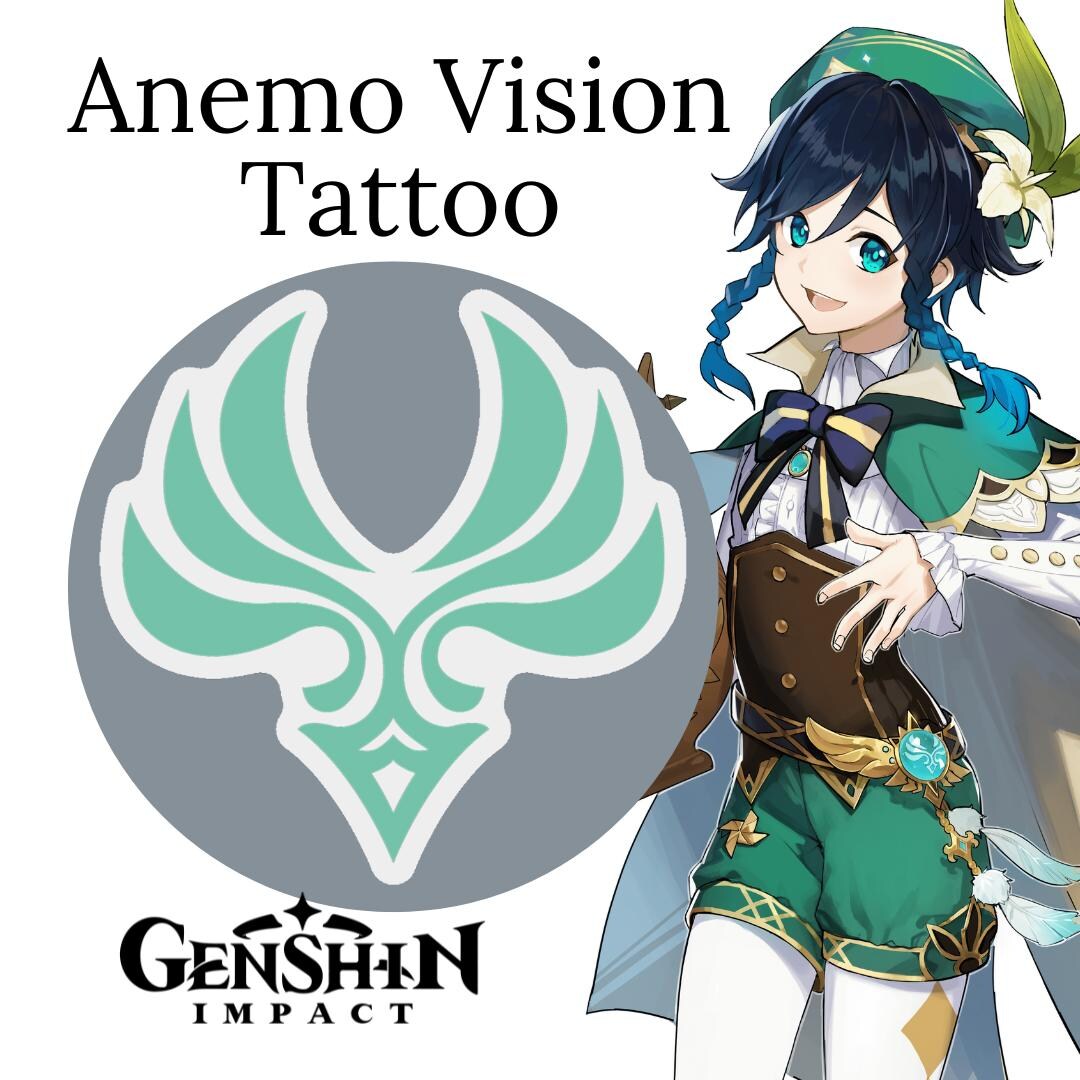MADE TO ORDER 0/3 Genshin Impact Anemo Vision Tattoo Temporary Tattoo ...