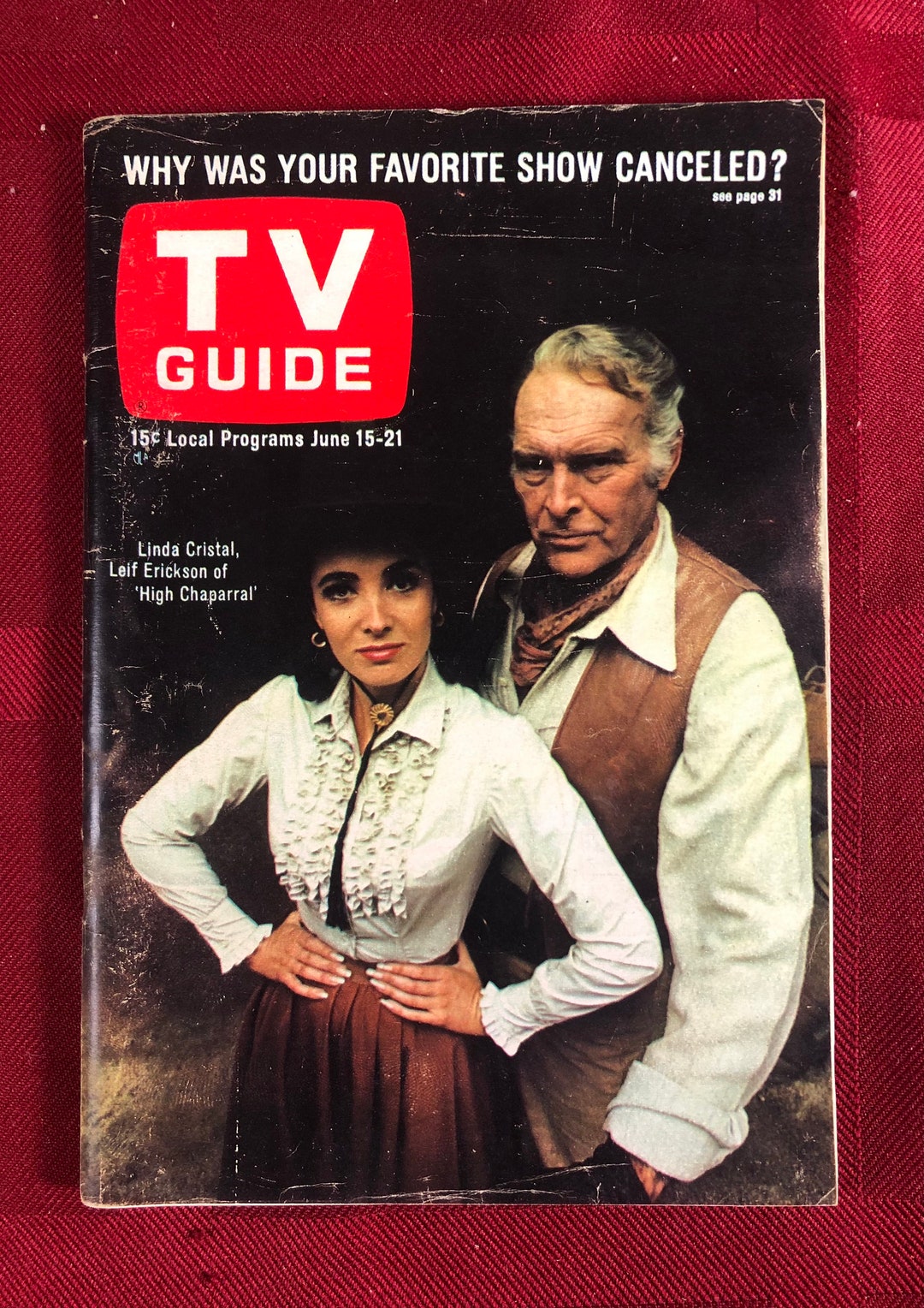 June 15 to 21 1968 TV Guide Linda Cristal Leif Erickson of High ...