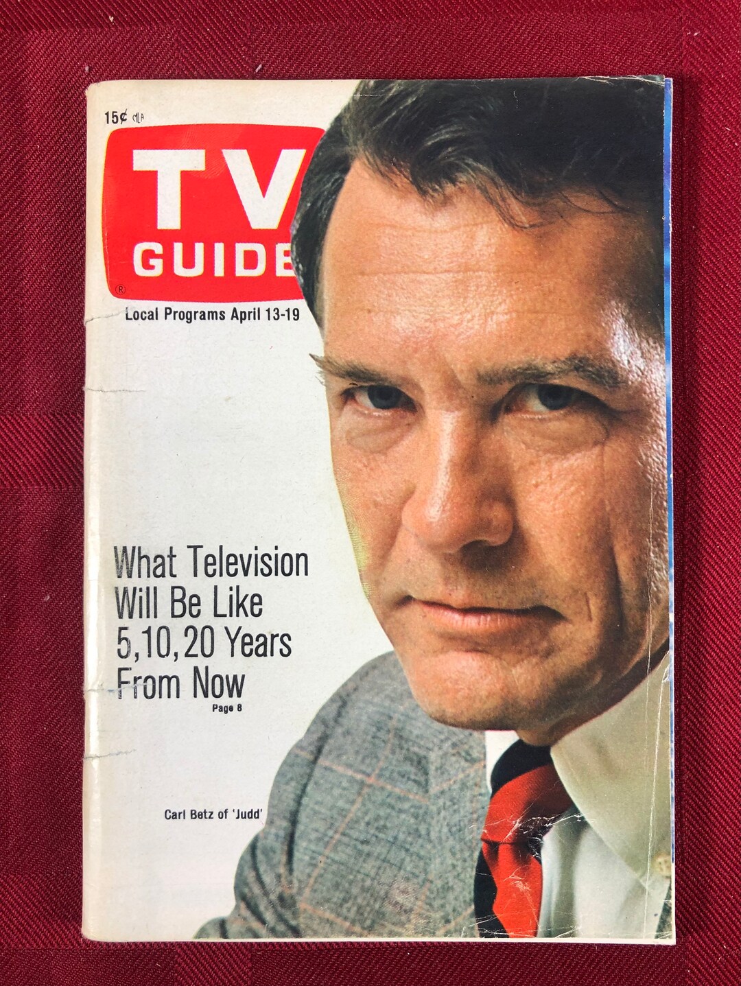 Week of April 13 to 19 1968 TV Guide Carl Betz of Judd on Cover Vol 16 ...