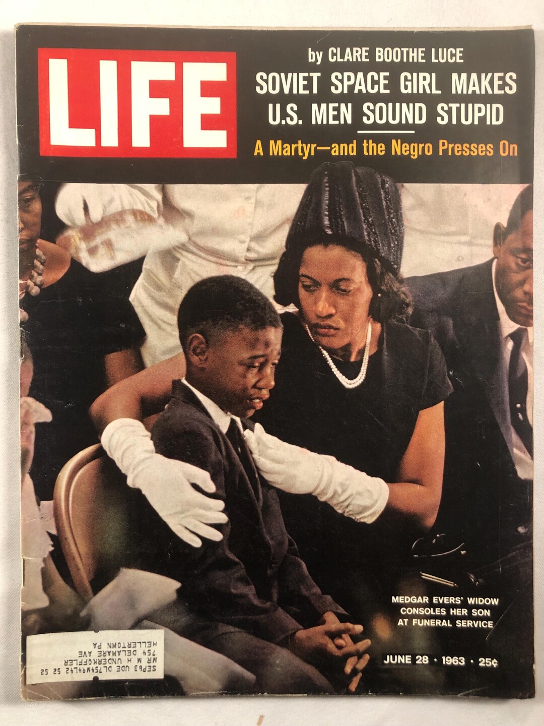June 21 1963 Life Magazine Myrlie Evers Consoles Her Son on Cover Medgar Evers Assassination ...