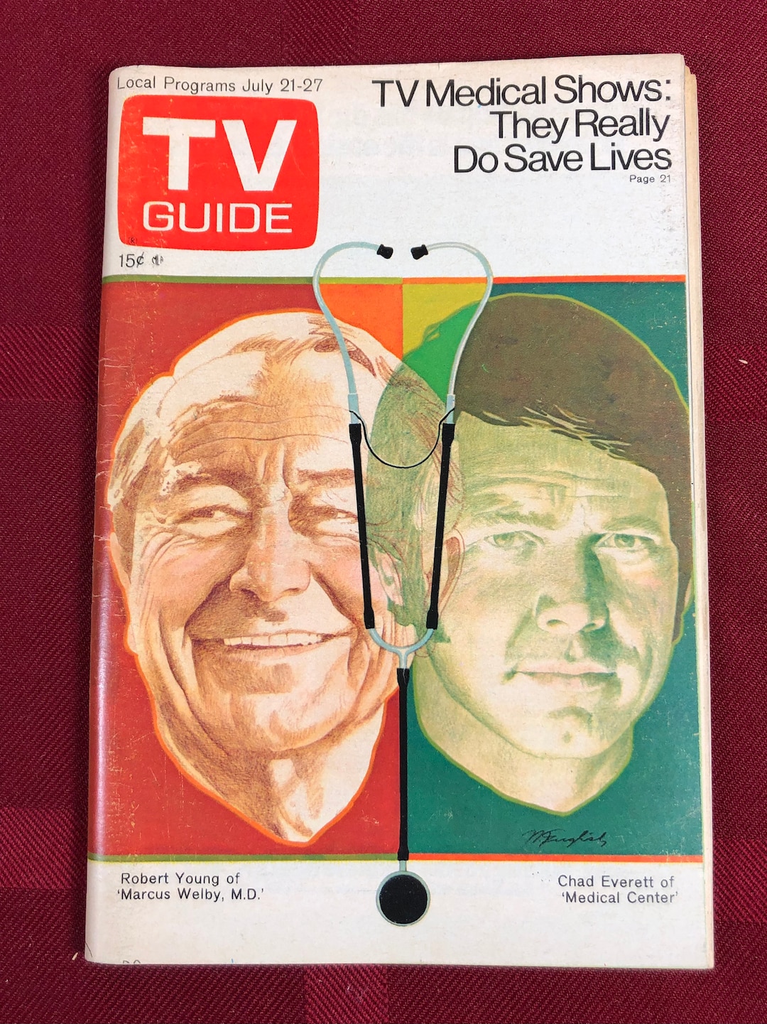 Week July 21 to 27 1973 TV Guide Robert Young Marccus Welby MD Chad ...