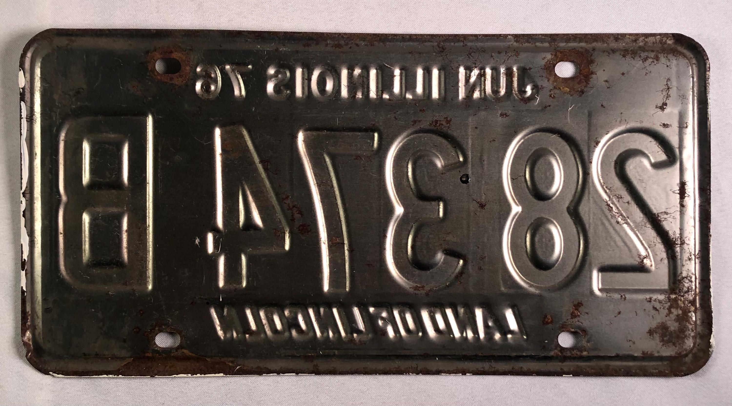 1976 Illinois License Plate 28 374 B Land of Lincoln Vintage Il ...