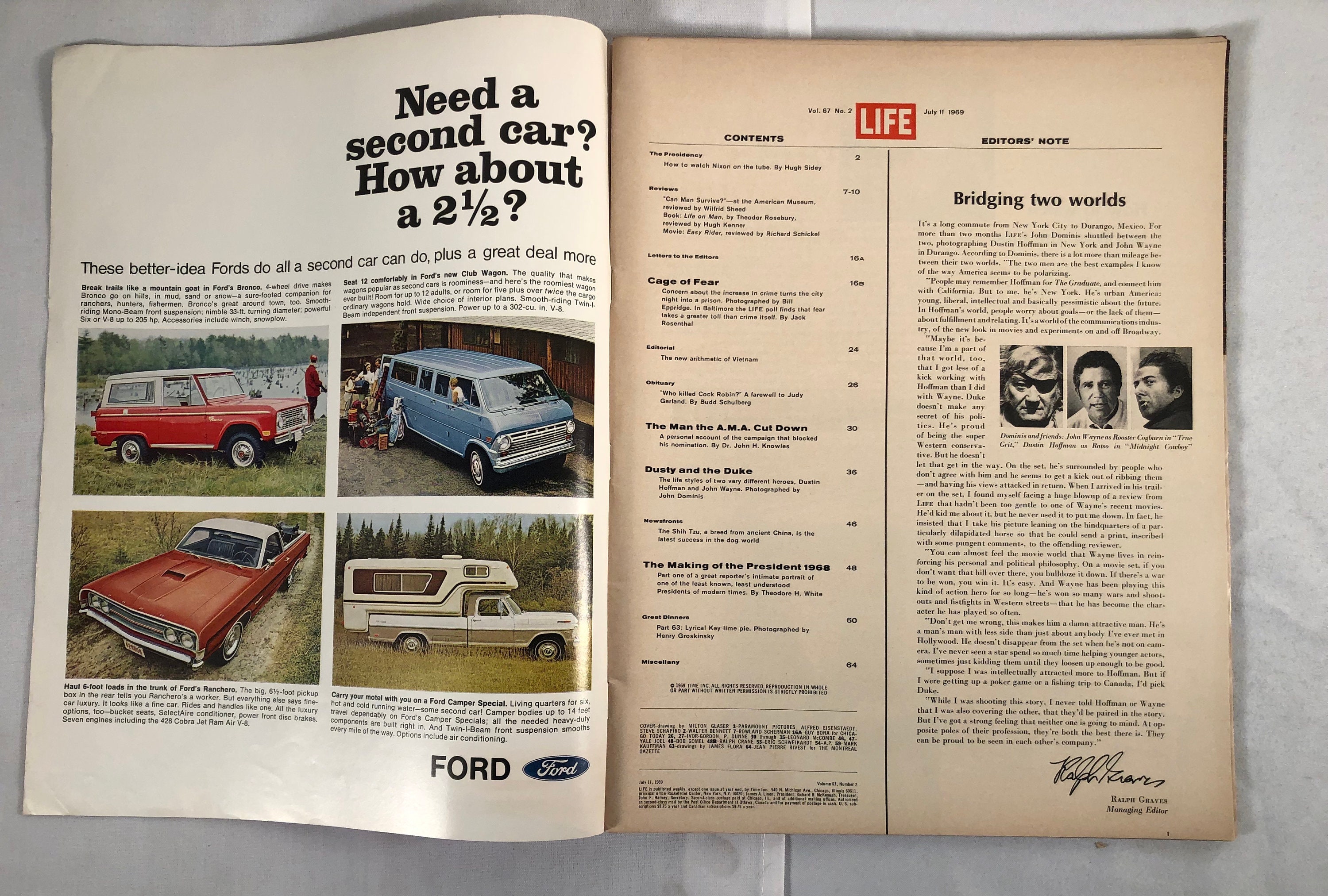 July 11 1969 Life Magazine Dusty and the Duke Dustin Hoffman John Wayne ...