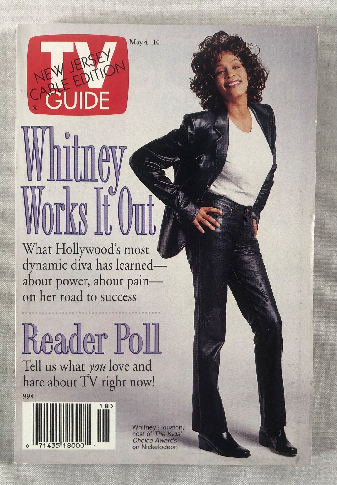 Week of May 4 to 10 1996 TV Guide Whitney Houston on Cover Vol 44 ...