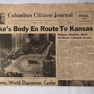 April 1 1969 Columbus Citizen Journal Newspaper Dwight Eisenhower En ...