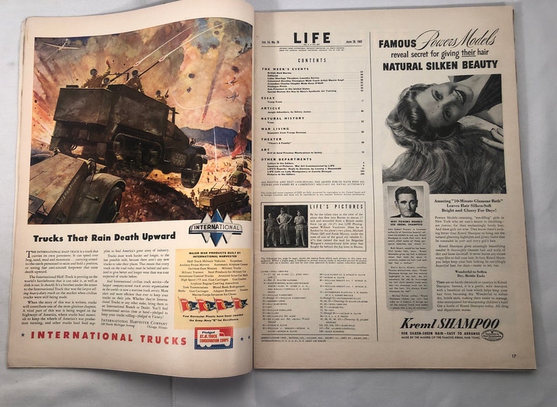 June 28 1943 Life Magazine War Souvenir Sybil Myersburg on Cover Marine ...