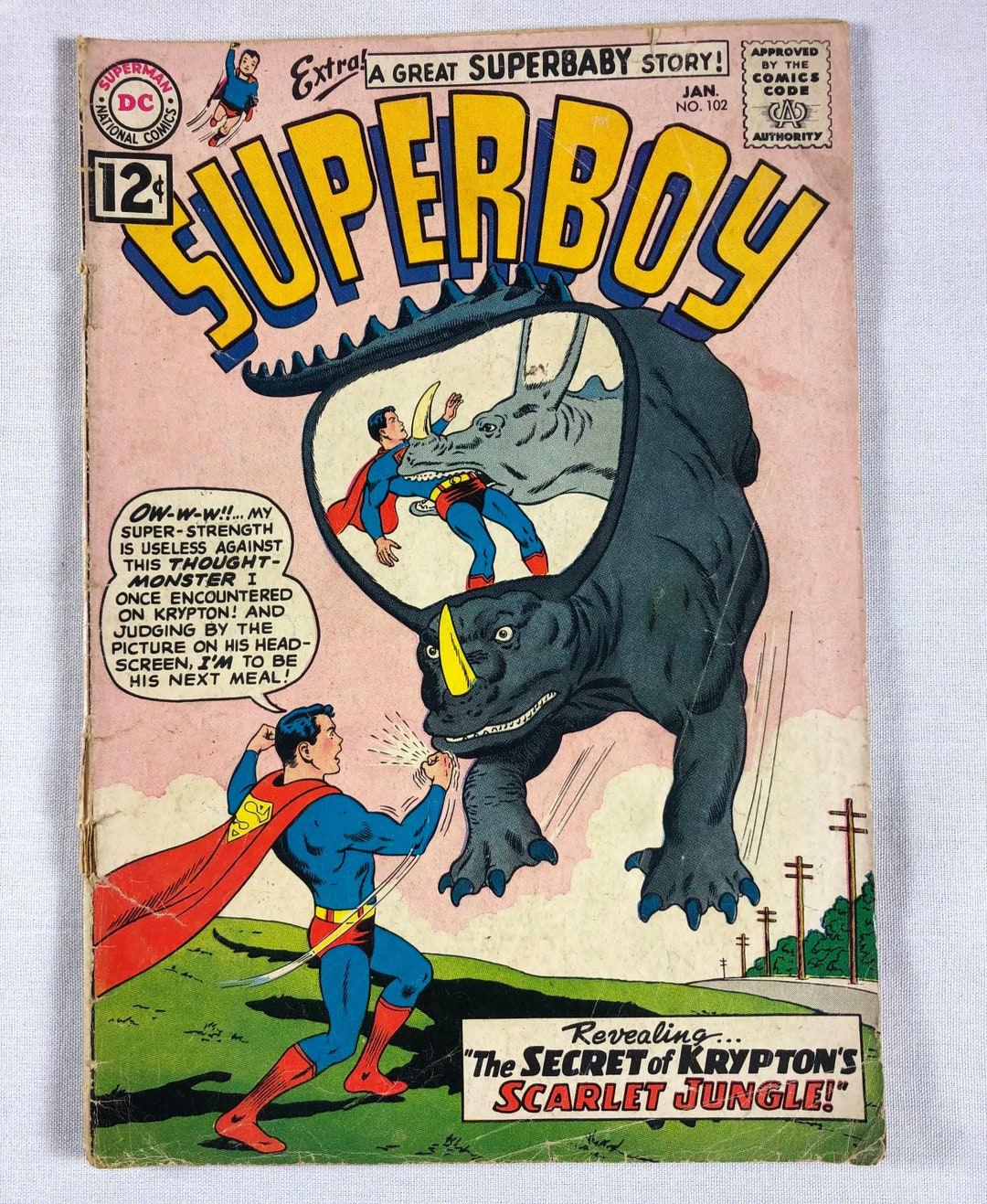 1963 Superboy 102 Vintage Silver Age DC Comics 12 Cent Cover Comic Book ...