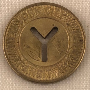 Error 1970 to 1980 NYC Large Subway Token Cut Out Center Y MTA NYCTA ...