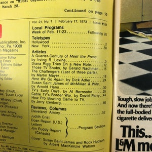 February 17 23 1973 TV Guide Susan Saint James,rock Hudson of Mcmillan ...