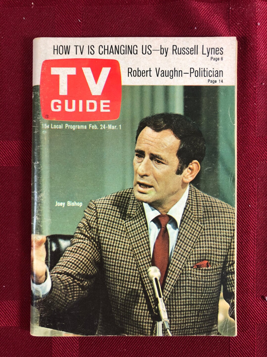 Week of February 24 to March 1 1968 TV Guide Joey Bishop on Cover Vol ...