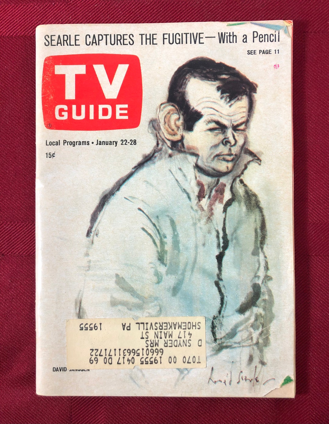 Week of January 22 to 28 1966 TV Guide David Janssen of the Fugitive on ...