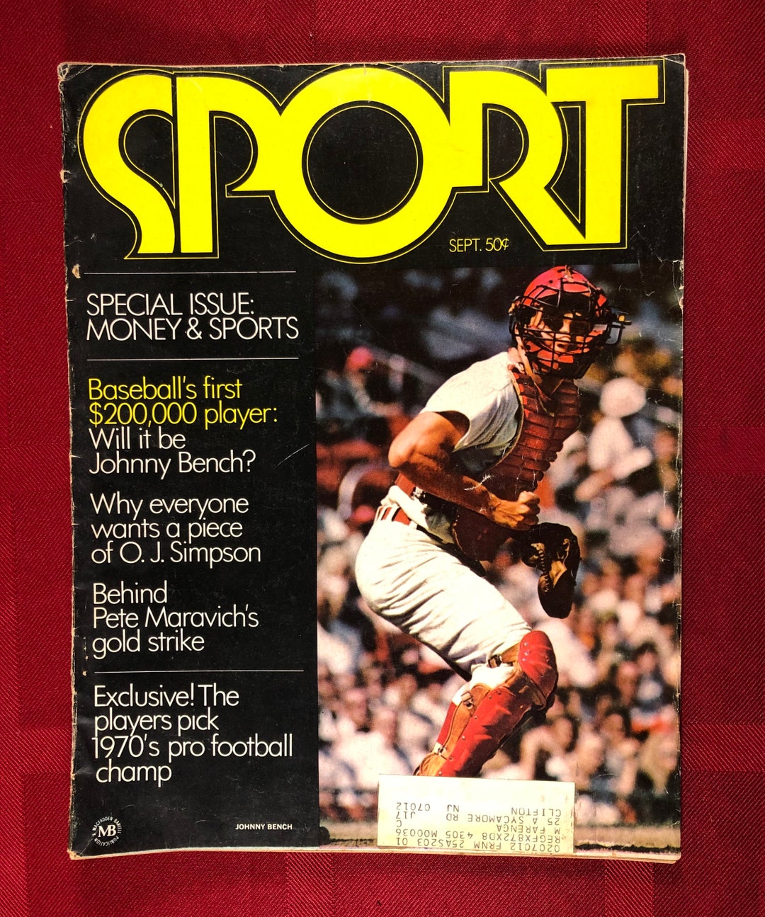 September 1970 Sport Magazine Johnny Bench Cover Vintage Original Great ...