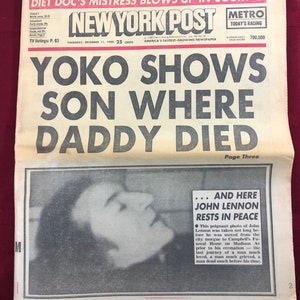 December 11 1980 New York Post Newspaper John Lennon Vintage NY Paper ...