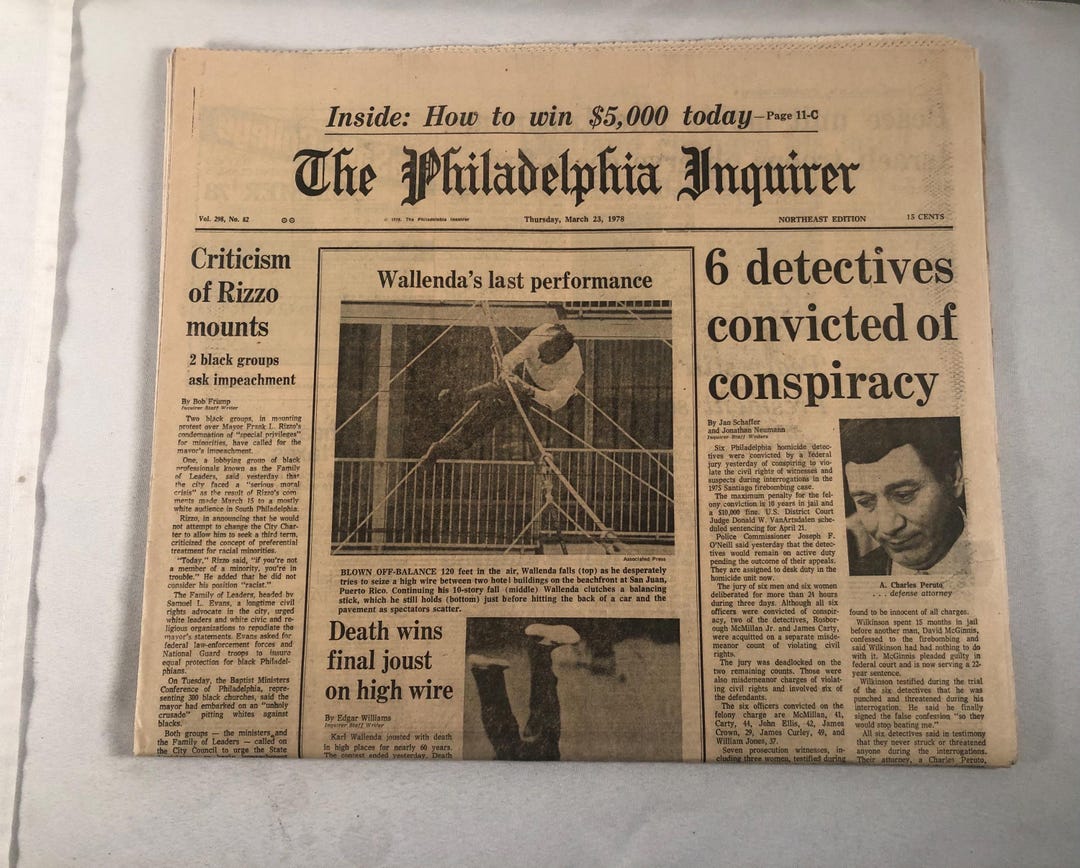 March 23 1978 the Philadelphia Inquirer Newspaper the Great Wallenda ...