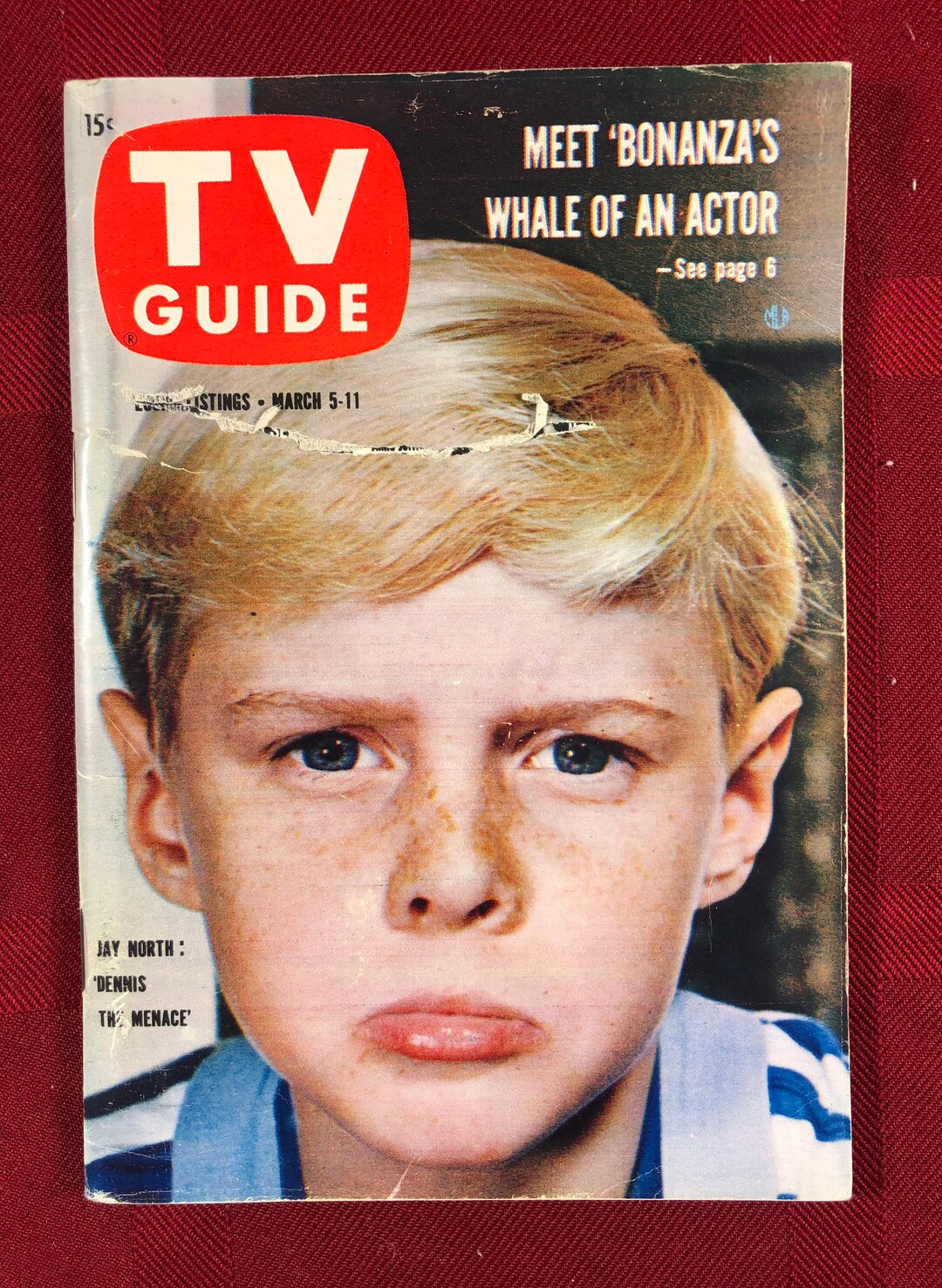 Week of March 5 to 11 1960 TV Guide Jay North Dennis the Menace on ...