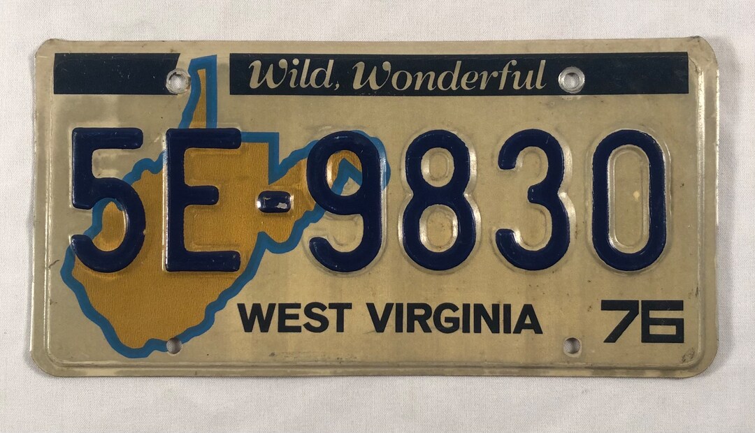1976 West Virgina License Plate M5E 9830 Wild Wonderful Vintage Great ...