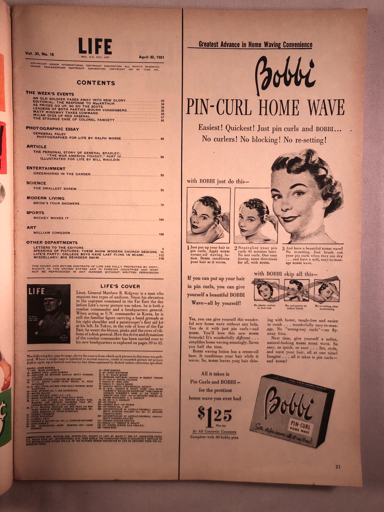 April 30 1951 Life Magazine Matt Ridgeway on Cover Yankees Bring up ...