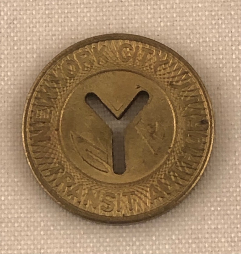 Error 1970 to 1980 NYC Large Subway Token Cut Out Center Y MTA NYCTA ...