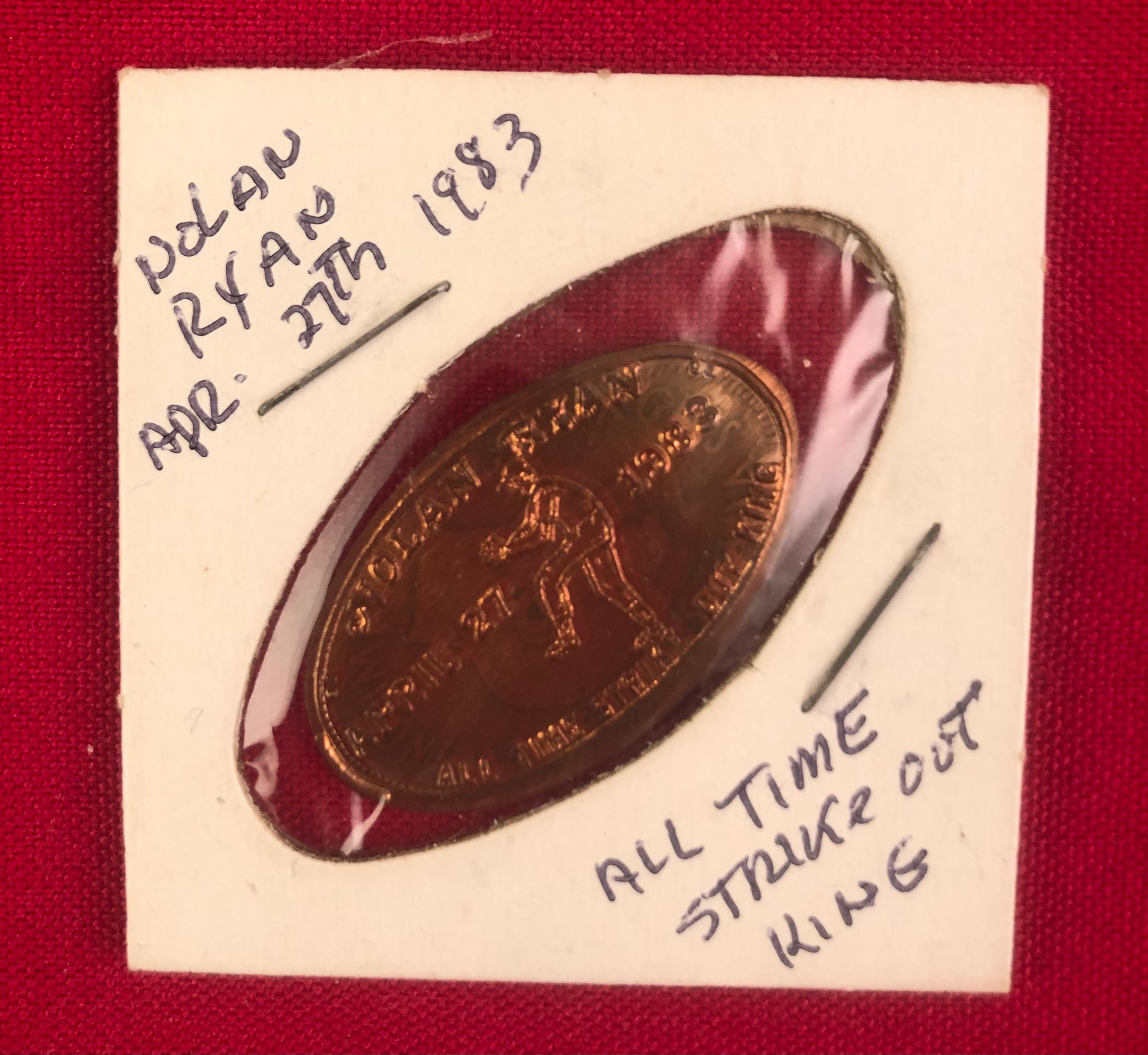 Pressed Penny Nolan Ryan All Time Stikeout King April 27 1983 Elongated ...