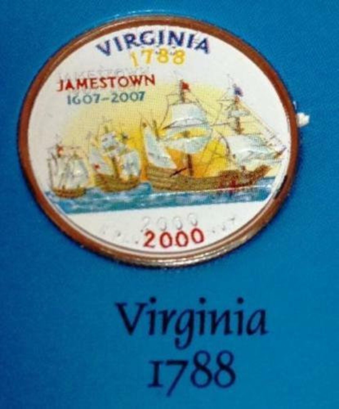 Colorized Virginia 2000-D State Quarter Denver Mint Genuine US Coin ...