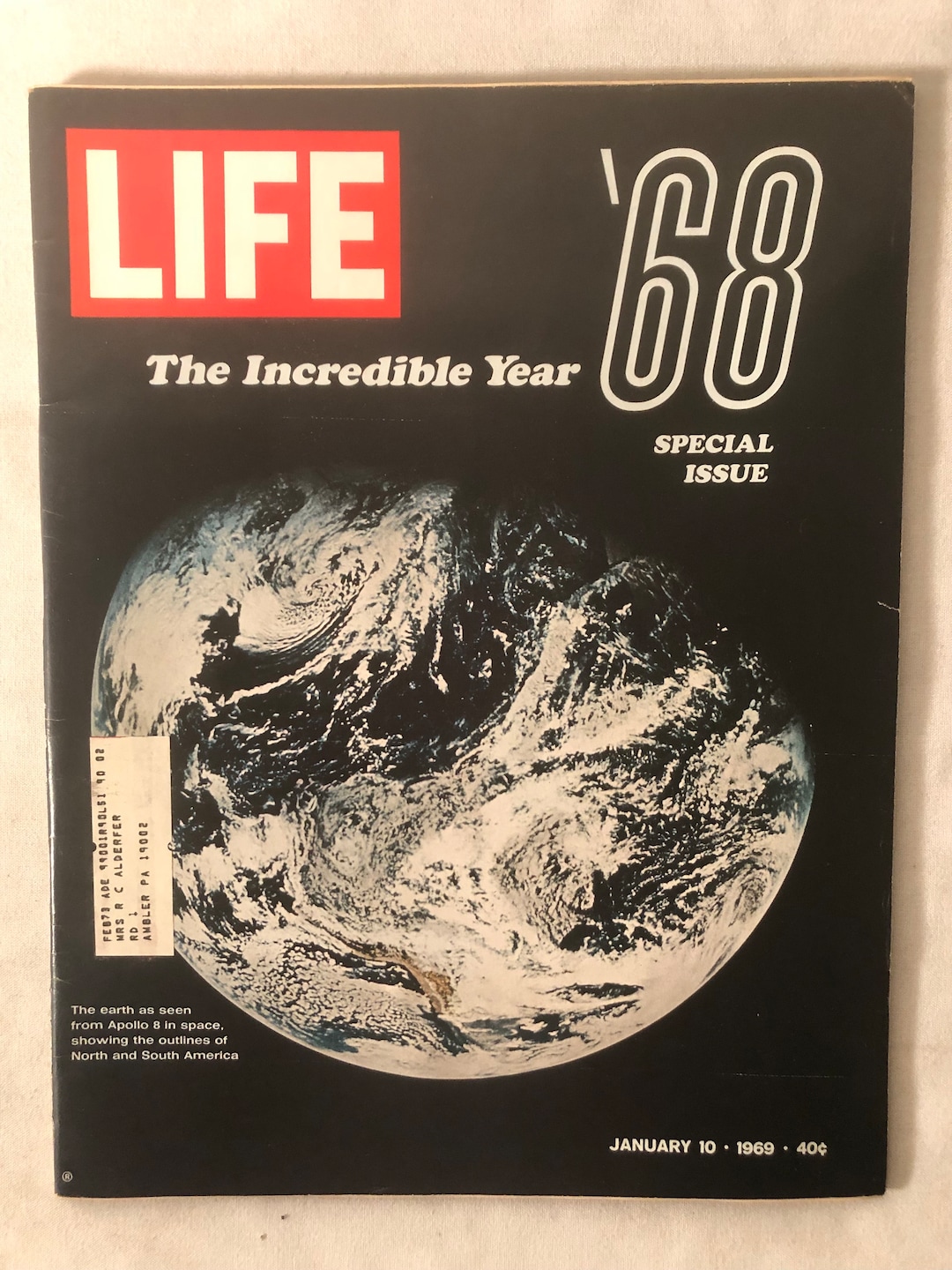 January 10 1969 Life Magazine Apollo 8 Earth View From Space on Cover 1968 Year in Review ...