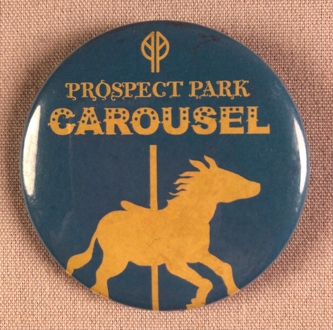 Prospect Park Carousel 2 1/8" Button Pinback Vintage Brooklyn New York ...