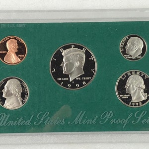 1998 US Proof Set San Francisco S Mint 5 Coin Set Great Birth Year or ...